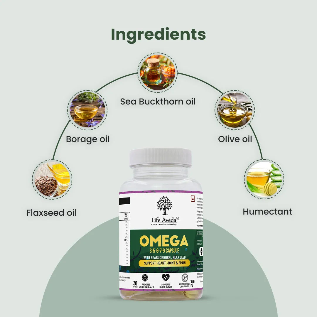 Omega 3-5-6-7-9 Capsules | Omega-3 Fatty Acids | Life Aveda